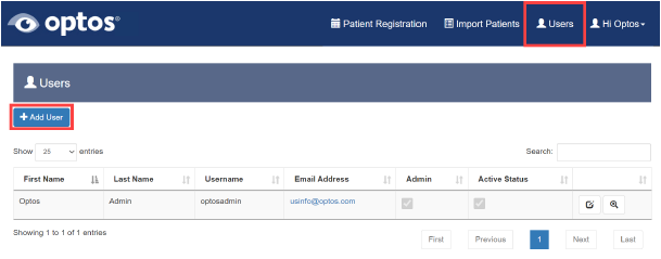 Create Optos Web Patient Registration Users | Optos Support
